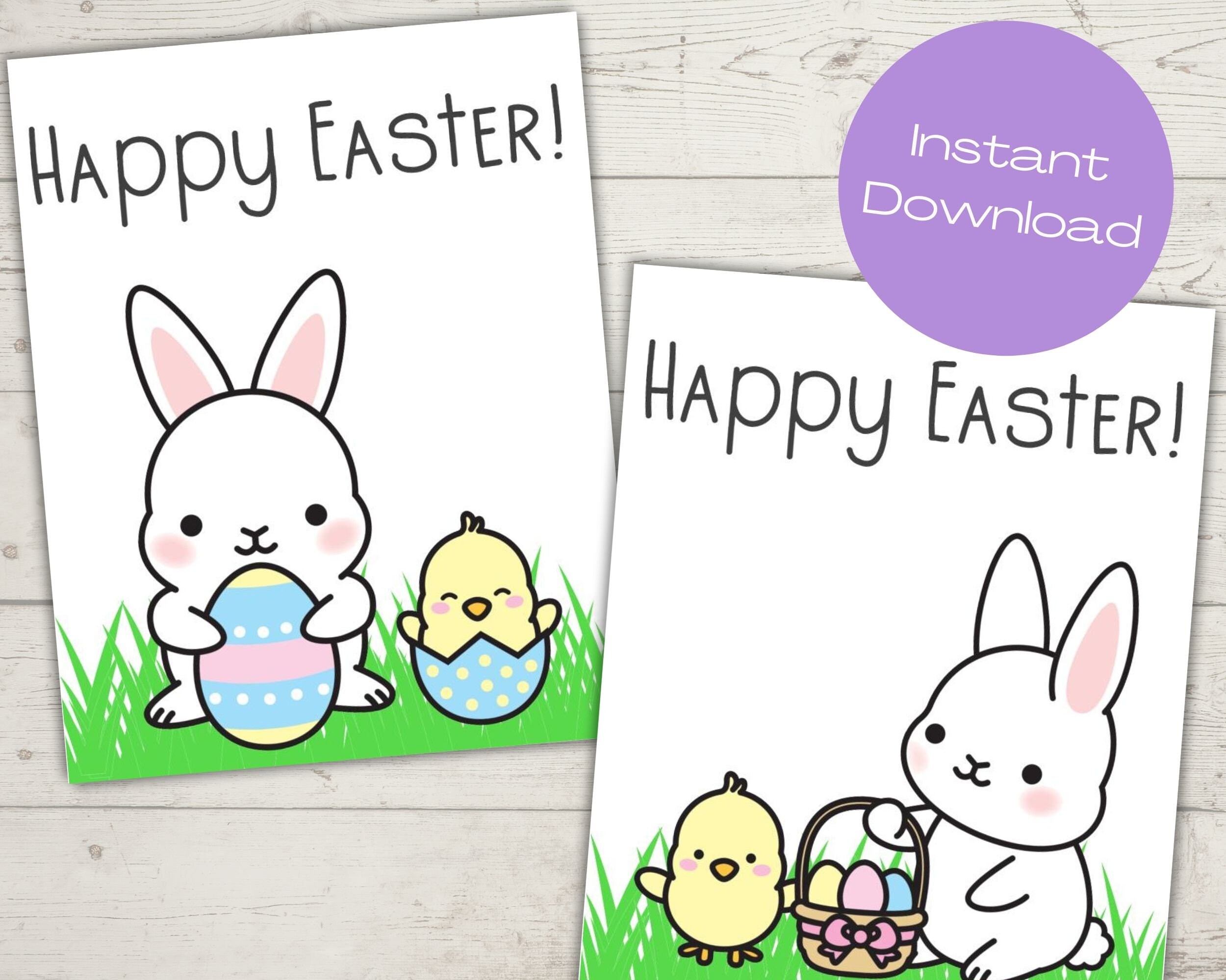 Printable Easter Gift Tags, Kawaii Easter Mini Cards, Instant Digital ...