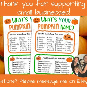 What's Your Pumpkin Name Game, Fall Activity for Kids, Pumpkin Patch ...