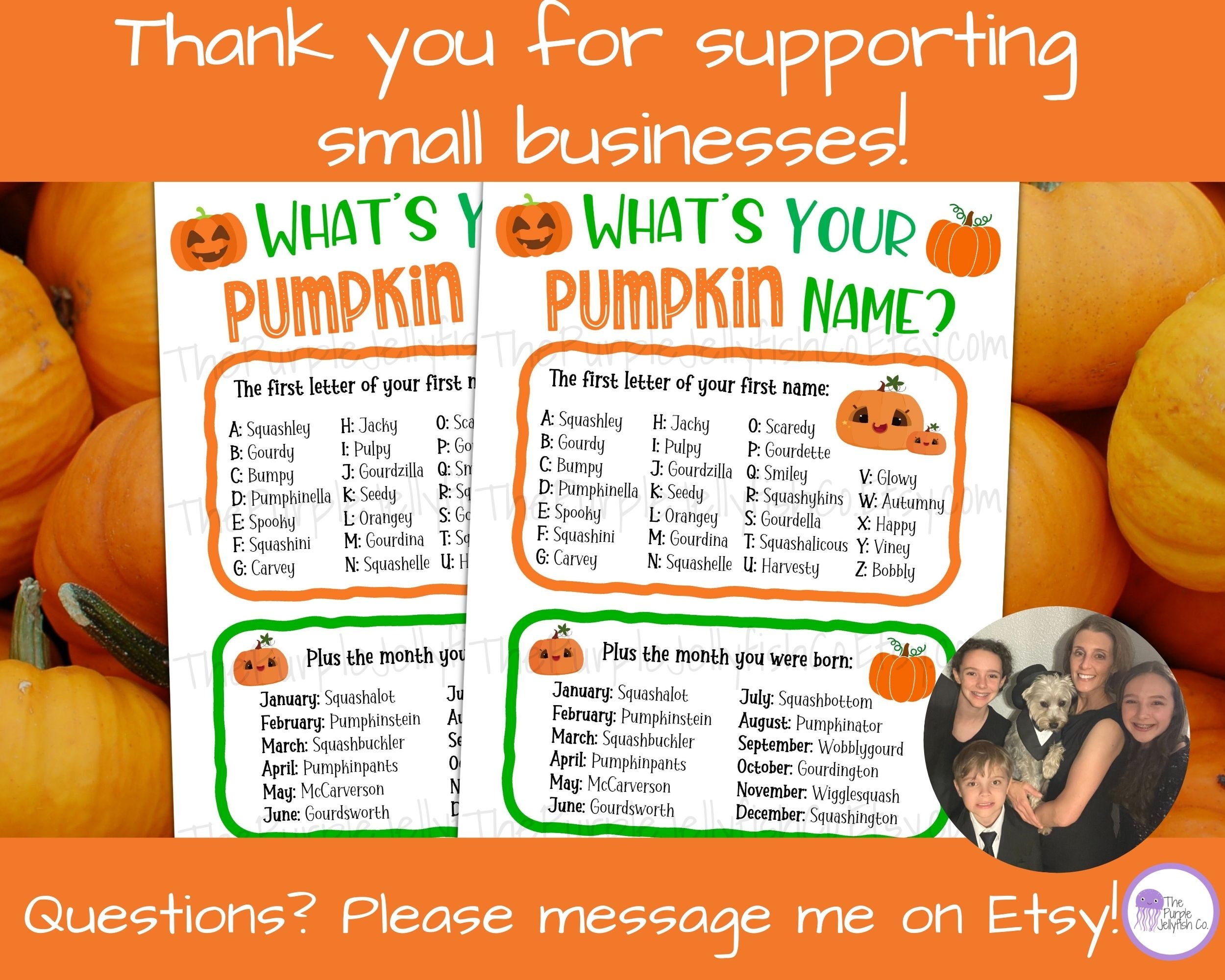 What's Your Pumpkin Name Game, Fall Activity for Kids, Pumpkin Patch ...