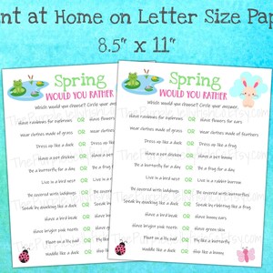 Spring Would You Rather Game, Printable Spring Activity for Kids ...