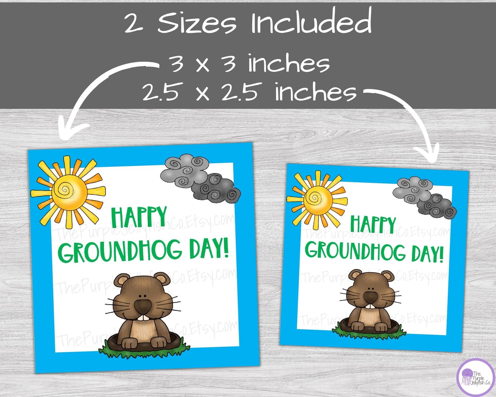 Groundhog Day Gift Tags Printable, Happy Groundhog Day Party Favor Tags ...