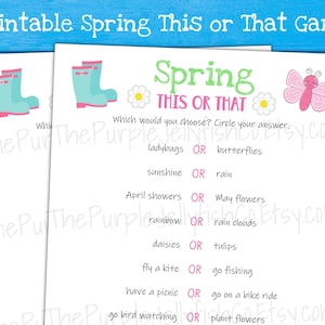 Spring This or That Game, Would You Rather Game, Spring Activity for ...