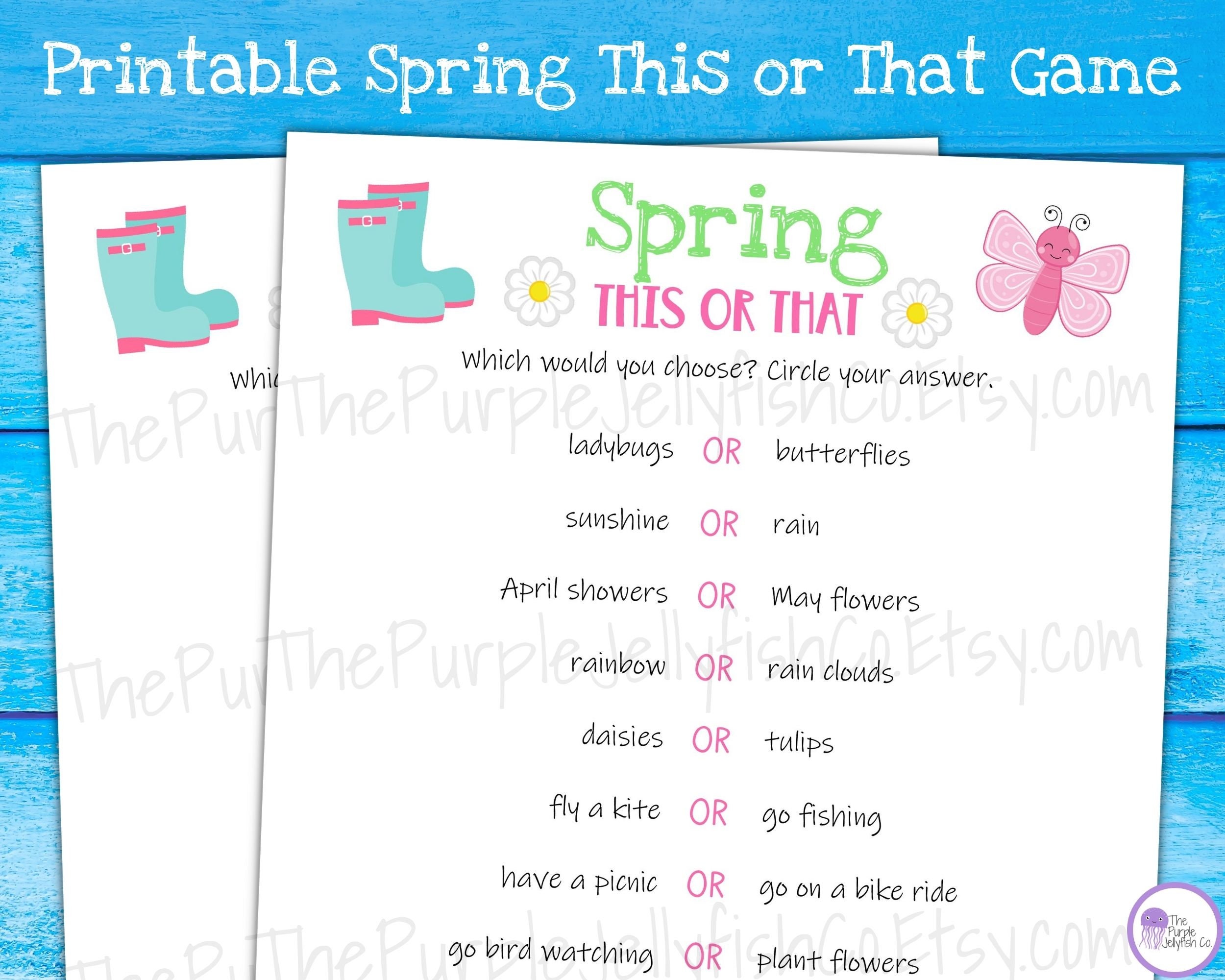 Spring This or That Game, Would You Rather Game, Spring Activity for ...