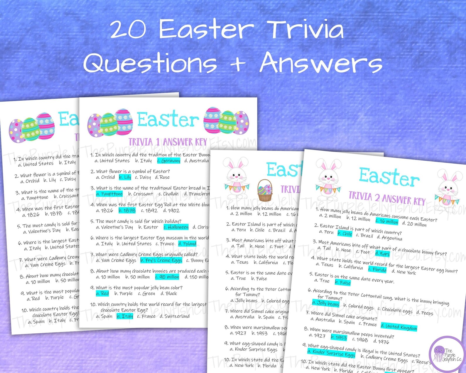 Easter Trivia Game Printable, Easter Activities for Kids & Adults ...