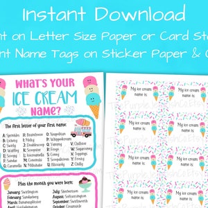 Ice Cream Party Game, What's Your Ice Cream Name Game, Kids Summer ...