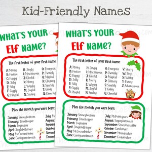 Elf Name Game + Name Tags, Christmas Activity for Kids, What's Your Elf ...