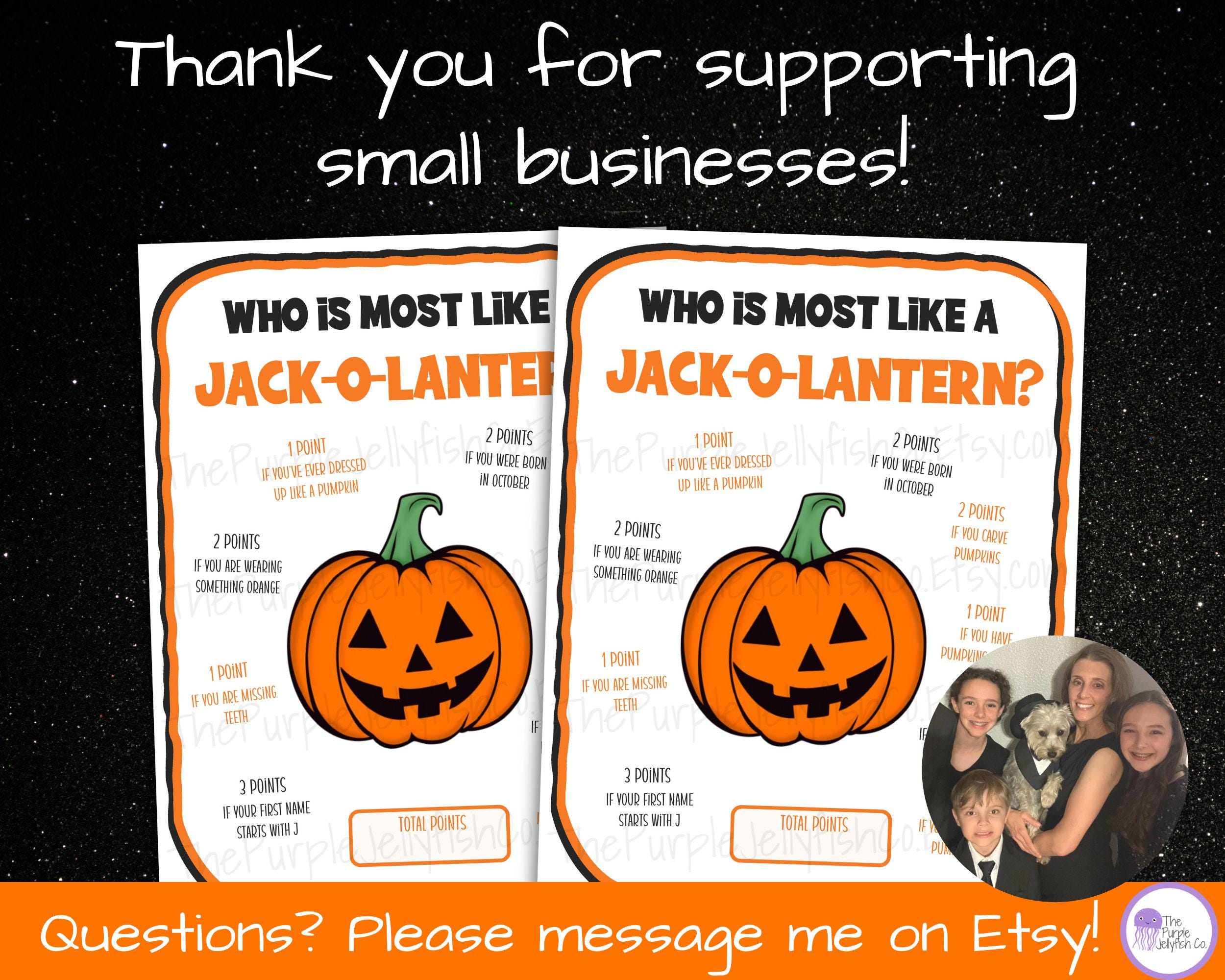 Who is Most Like a Jack-o-lantern, Printable Halloween Party Game for ...