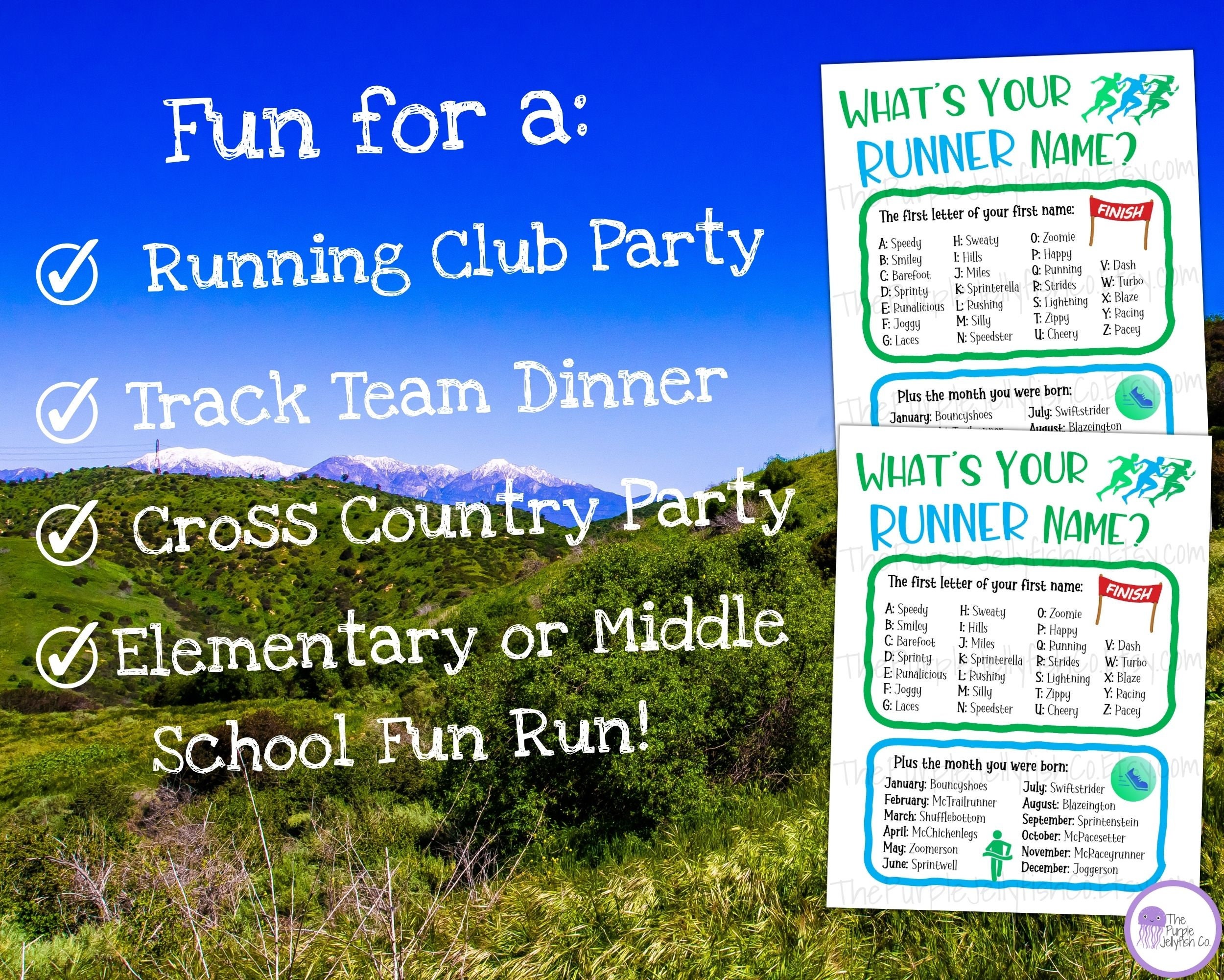 Runner Name Sign and Name Tags, Whats Your Name Game, Running Printable ...