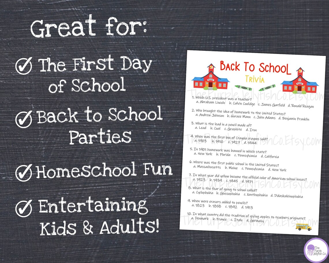 Back to School Trivia Game Printable Beginning of Year Icebreaker Game ...