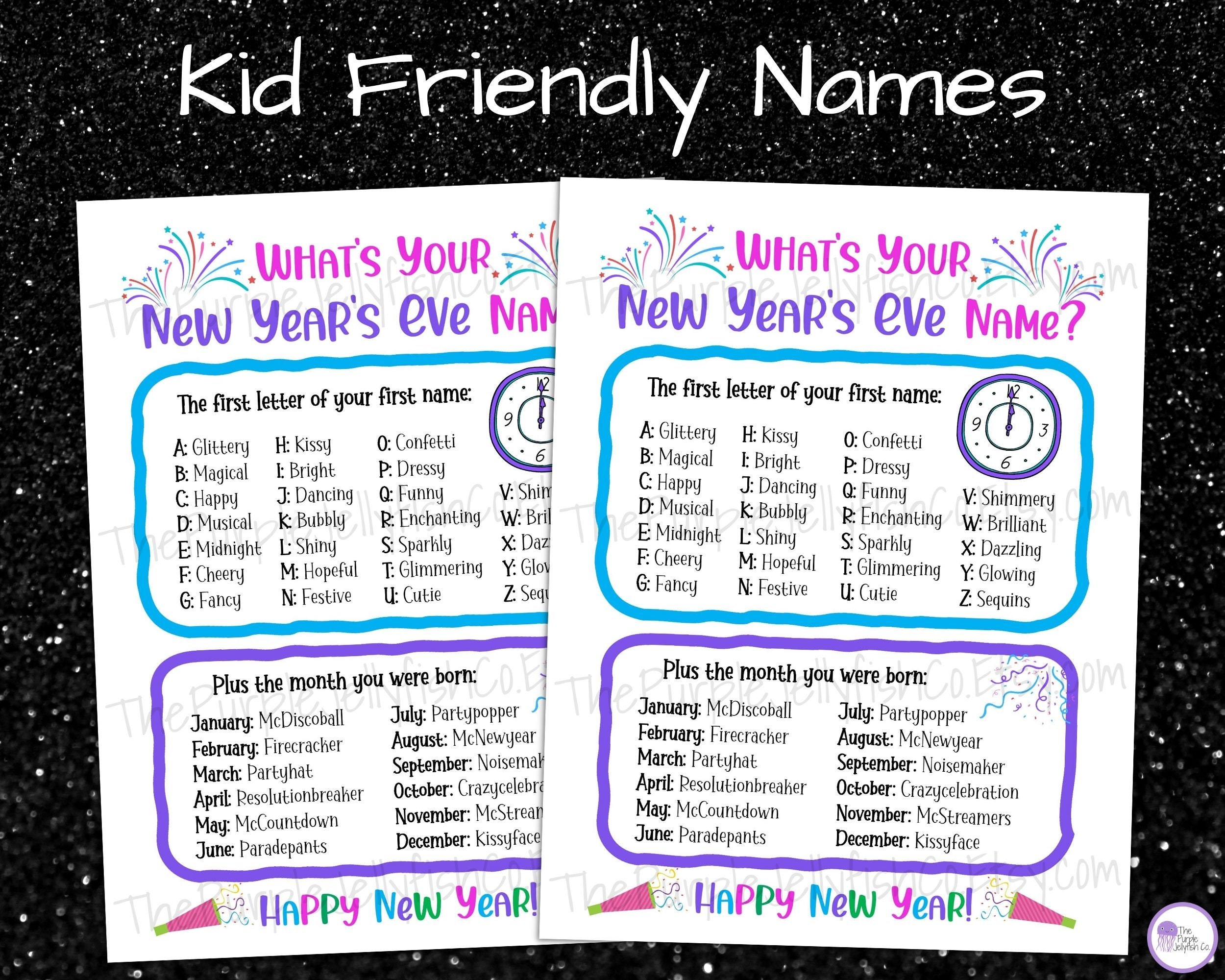 What's Your New Year's Eve Name Game, Printable New Years Eve Game for ...