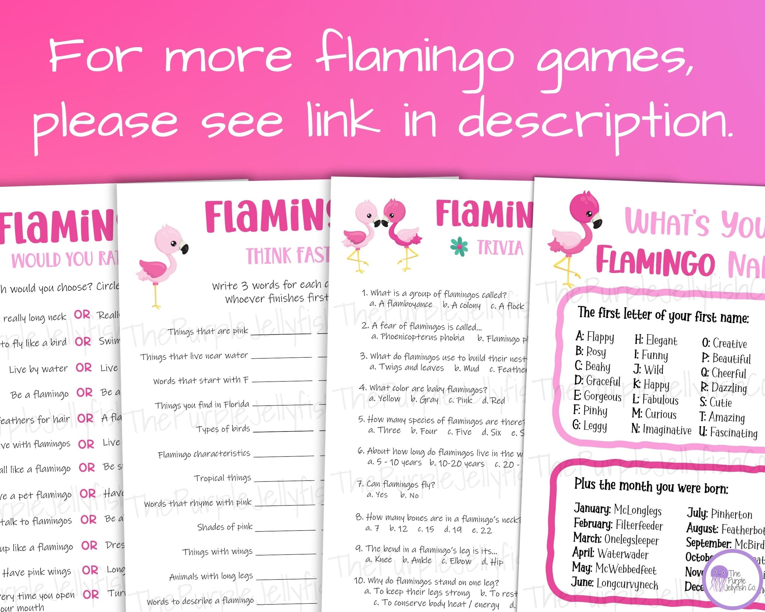 Flamingo Theme Would You Rather Questions, This or That Game Printable ...
