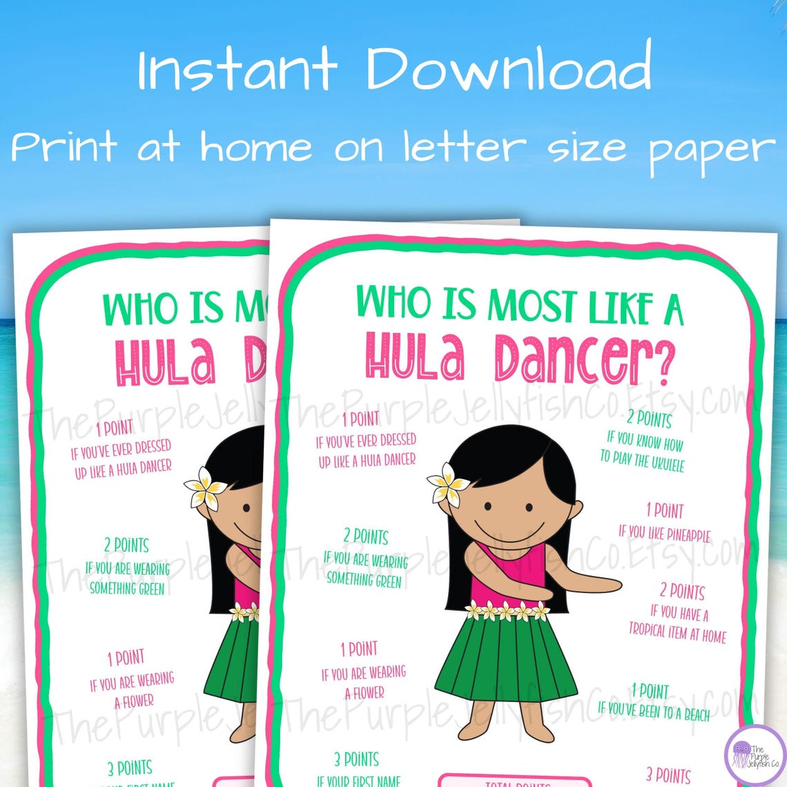 Who is Most Like a Hula Dancer Game Printable Luau Party Idea, Hawaiian ...