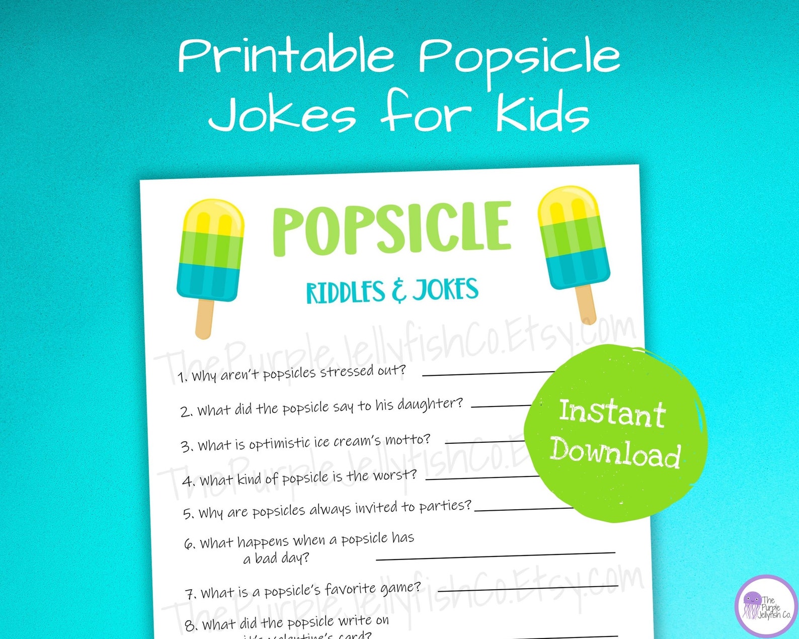 Popsicle Jokes for Kids Summer Activity Printable Popsicle Party Idea ...