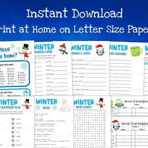 Winter Game Bundle, Printable Winter Activities for Kids, Holiday ...