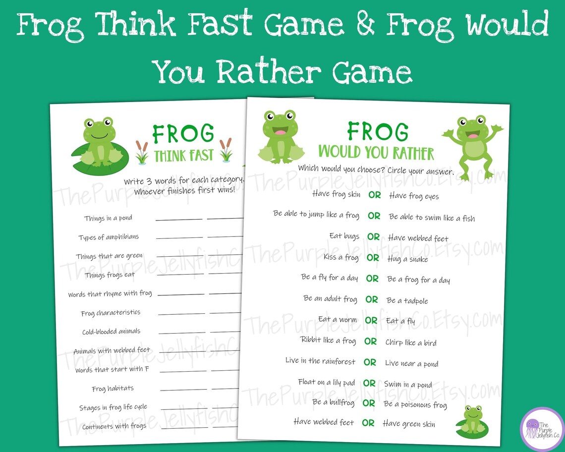 Frog Game Bundle, Printable Games for Kids, Frog Birthday Party Ideas ...