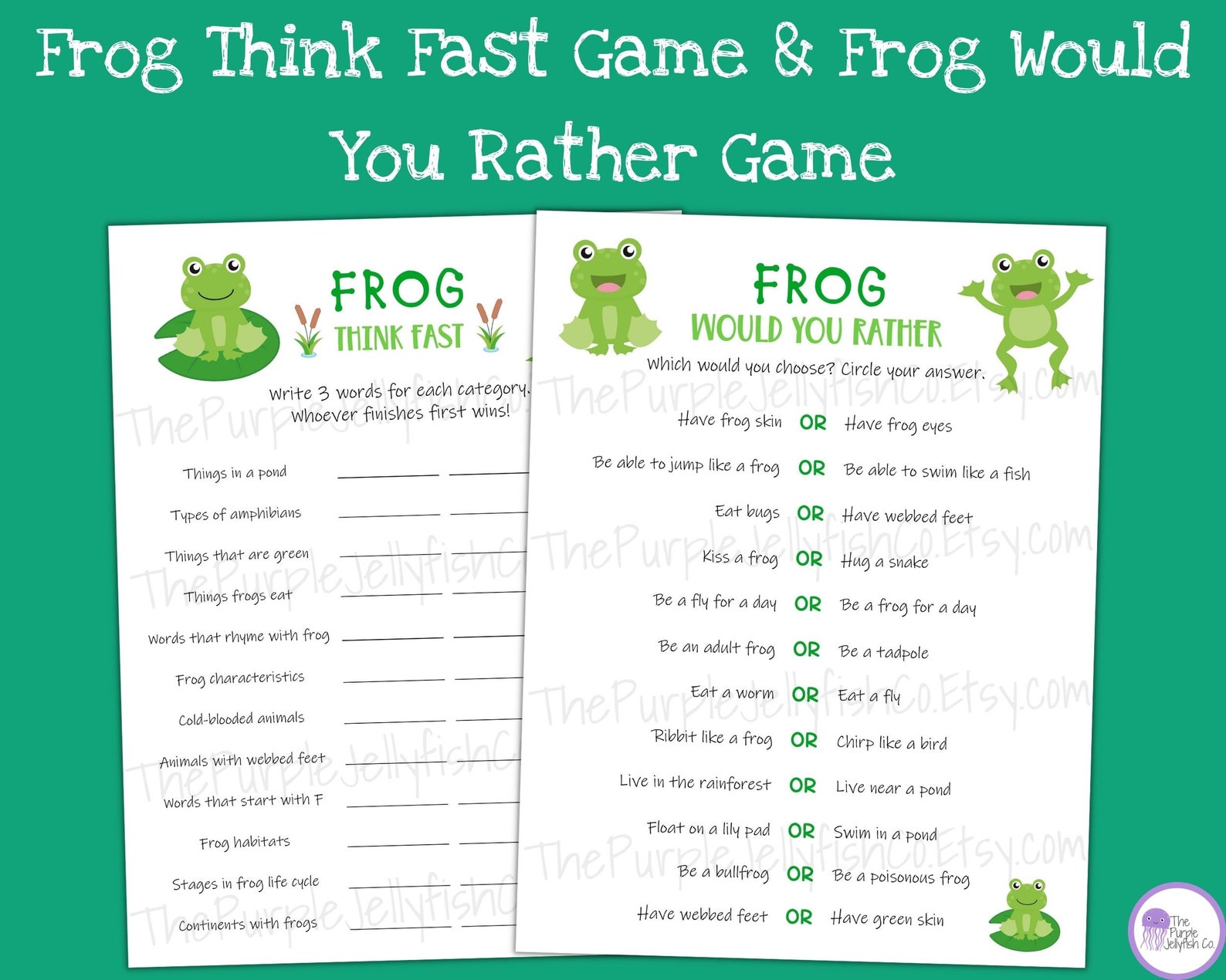 Frog Game Bundle, Printable Games for Kids, Frog Birthday Party Ideas ...