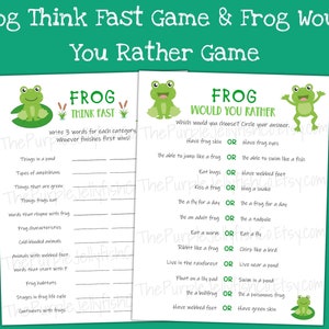 Frog Game Bundle, Printable Games for Kids, Frog Birthday Party Ideas ...
