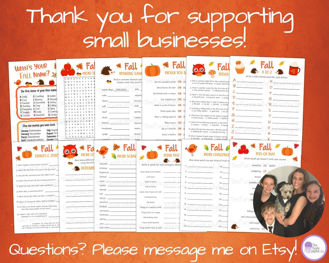 Fall Games Printable, Fall Activities for Kids & Adults, Fun Fall Game ...