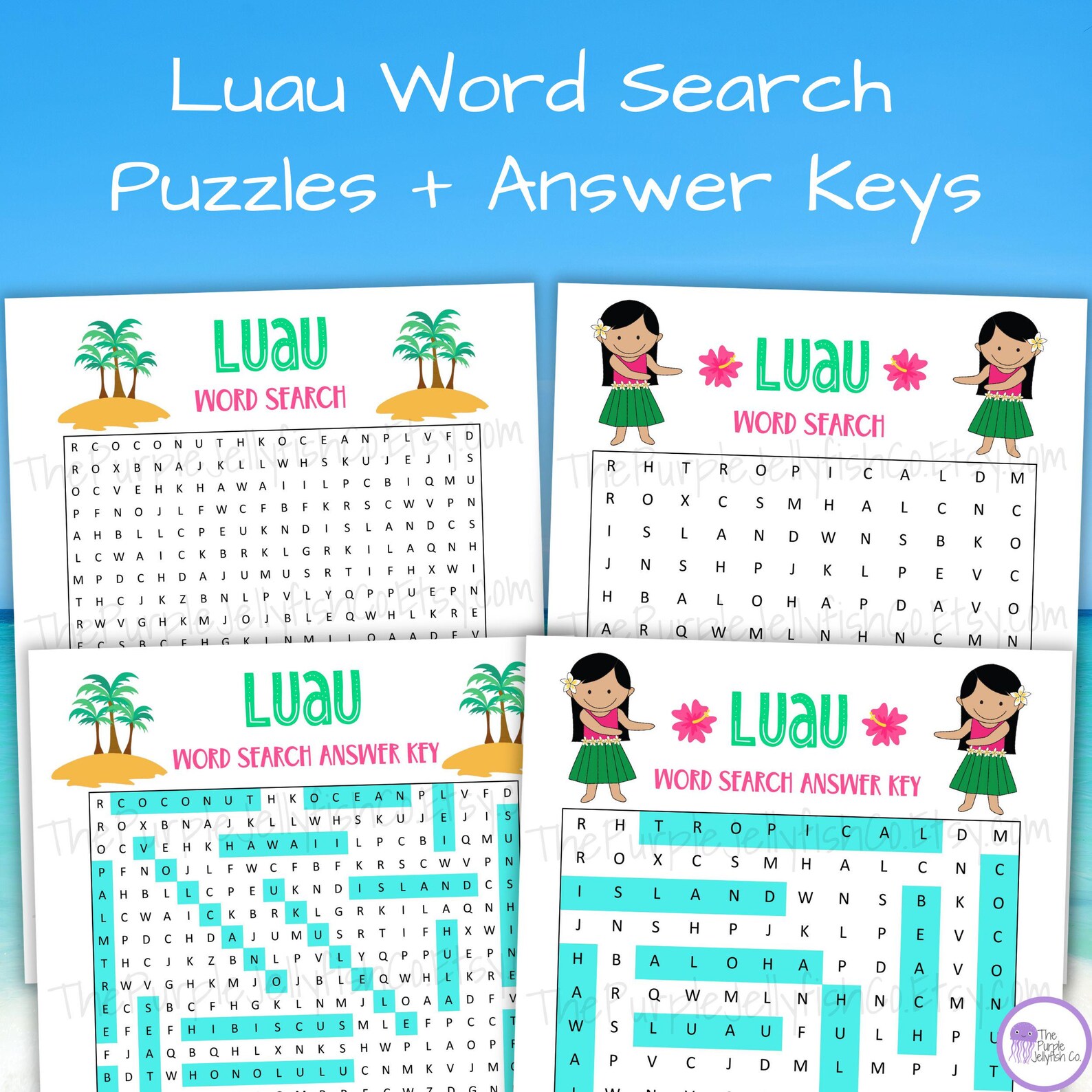 Luau Word Search Puzzles, Hawaiian Games Printable Hawaii Theme ...