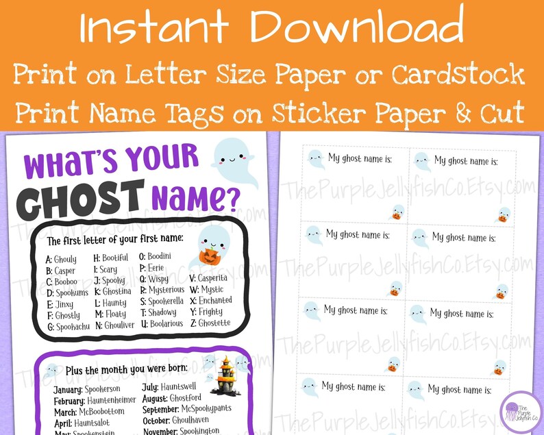 What's Your Ghost Name Game Printable Halloween Name Sign - Etsy