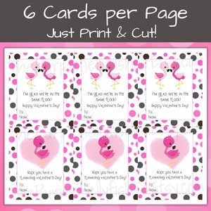 Flamingo Valentines Day Cards for Kids School, Printable Valentines for ...