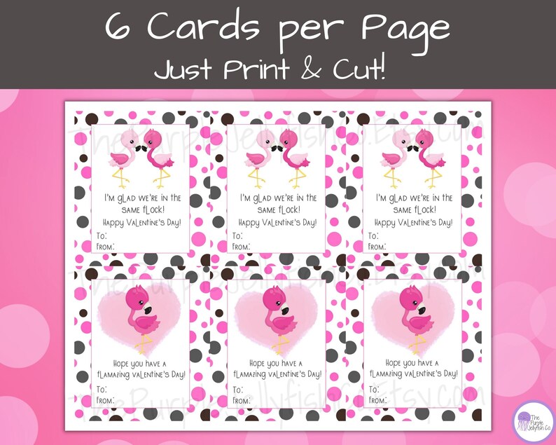 Flamingo Valentines Day Cards for Kids Printable, Cute Animal ...