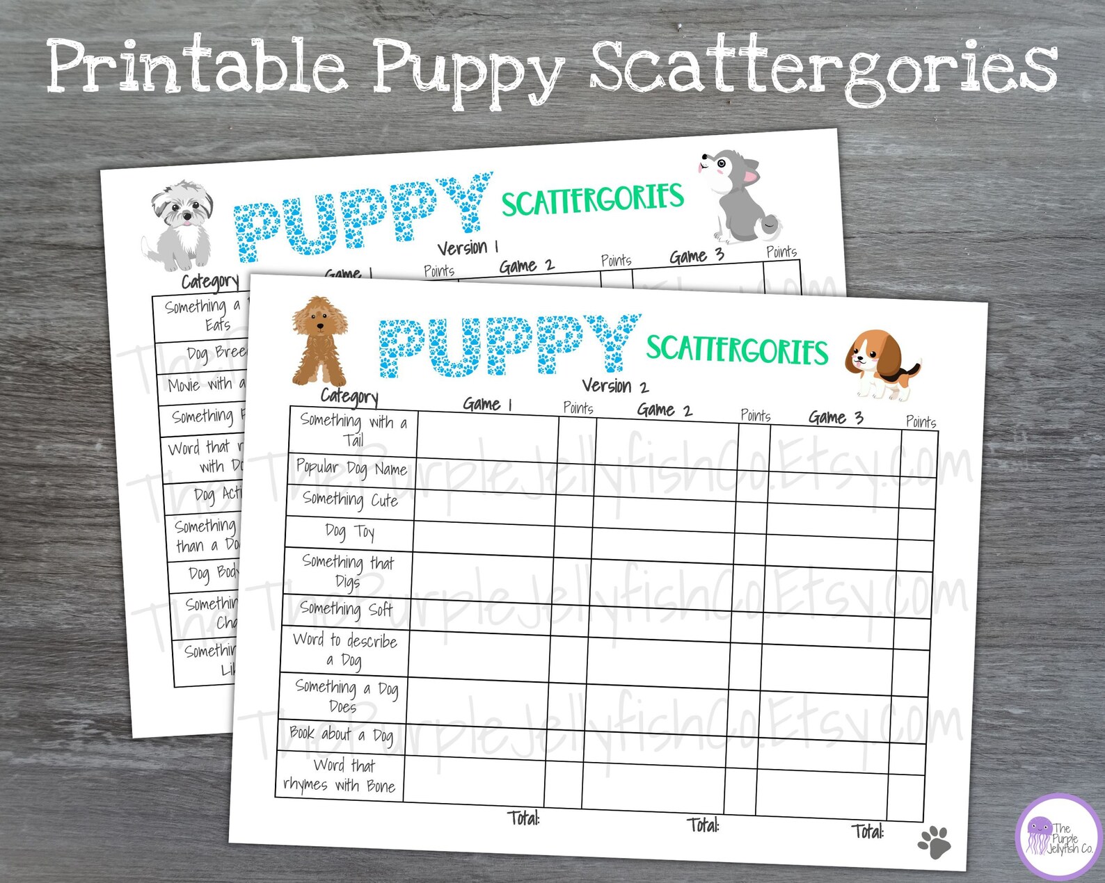 Puppy Scattergories Printable, Puppy Party Game, Dog Birthday, Puppy ...