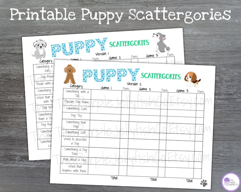 Puppy Scattergories Printable, Puppy Party Game, Dog Birthday, Puppy ...