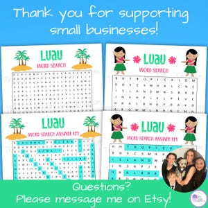 Luau Word Search Puzzles, Hawaiian Games Printable Hawaii Theme ...
