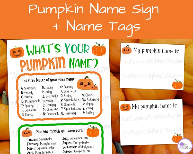 What's Your Pumpkin Name Game Fall Activity Printable - Etsy