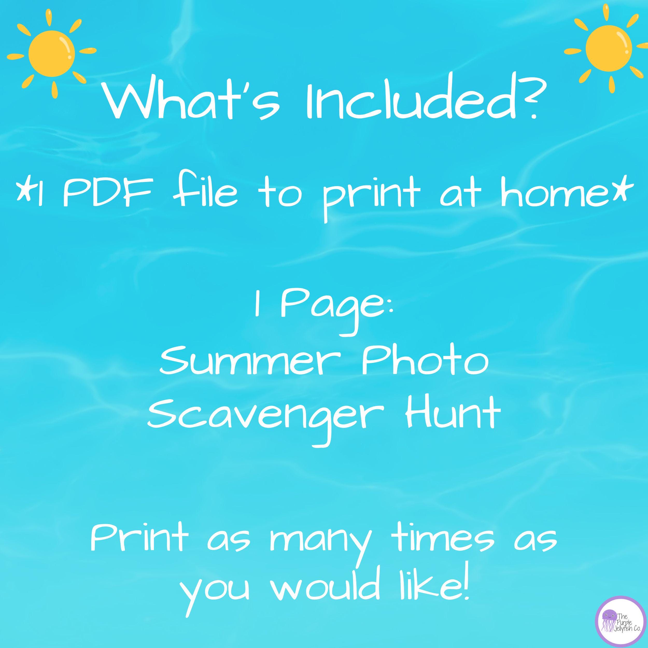 Summer Scavenger Hunt Game for Kids Teens & Tweens, Summer Party Idea ...