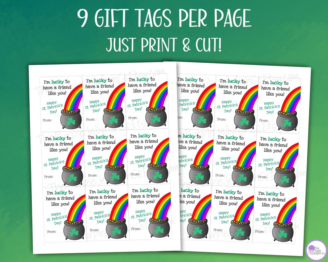 St Patricks Day Gift Tags Printable, Kids St. Patrick's Day Cards ...