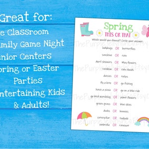 Spring This or That Game, Would You Rather Game, Spring Activity for ...