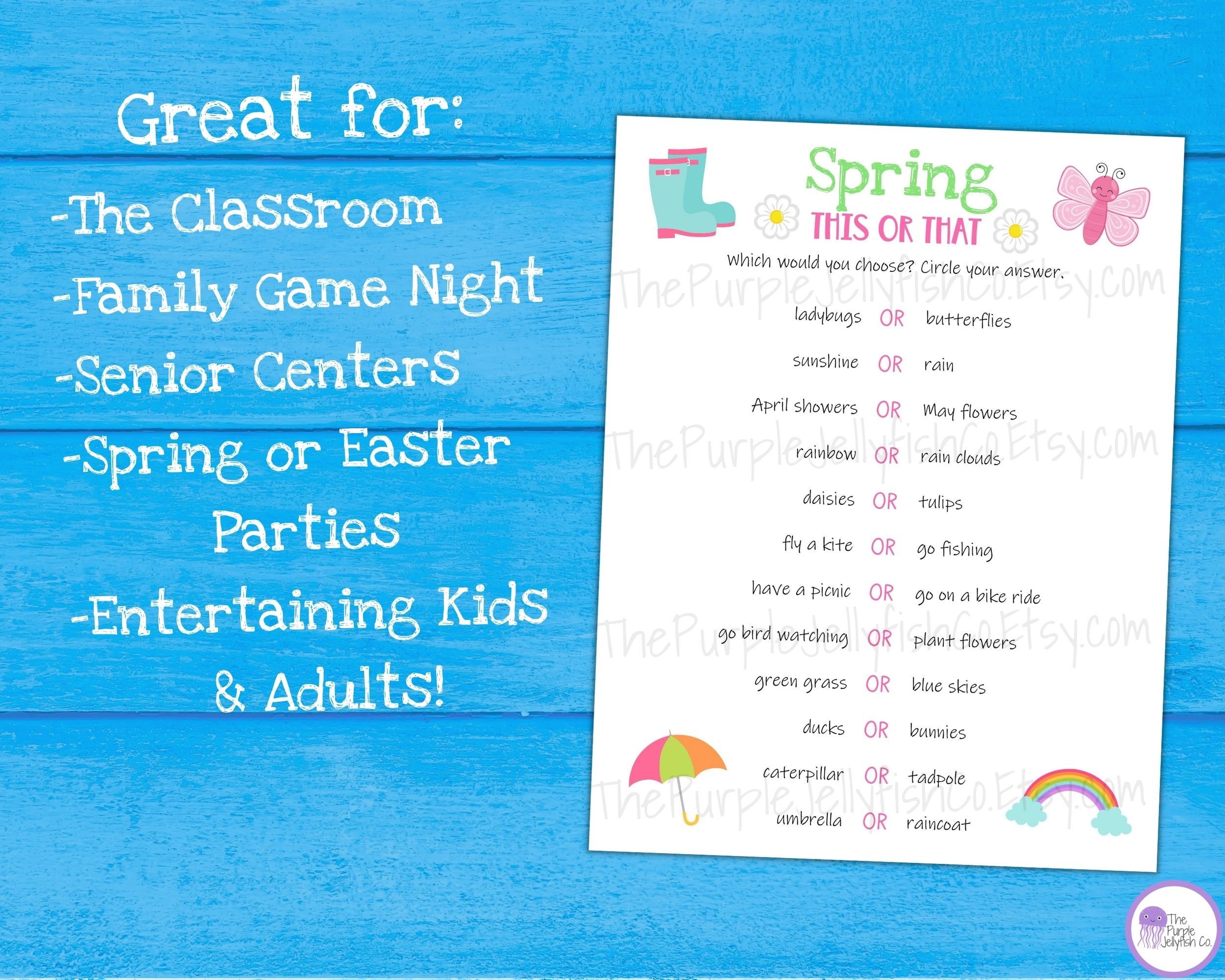 Spring This or That Game, Would You Rather Game, Spring Activity for ...