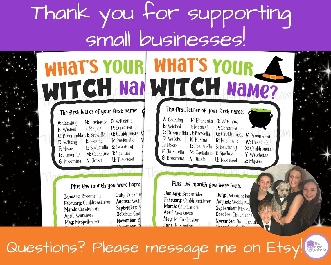 What's Your Witch Name Game, Halloween Party Games Printable, Halloween ...