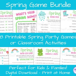Spring Games Bundle, Spring Activities for Kids Printable, Spring Party ...