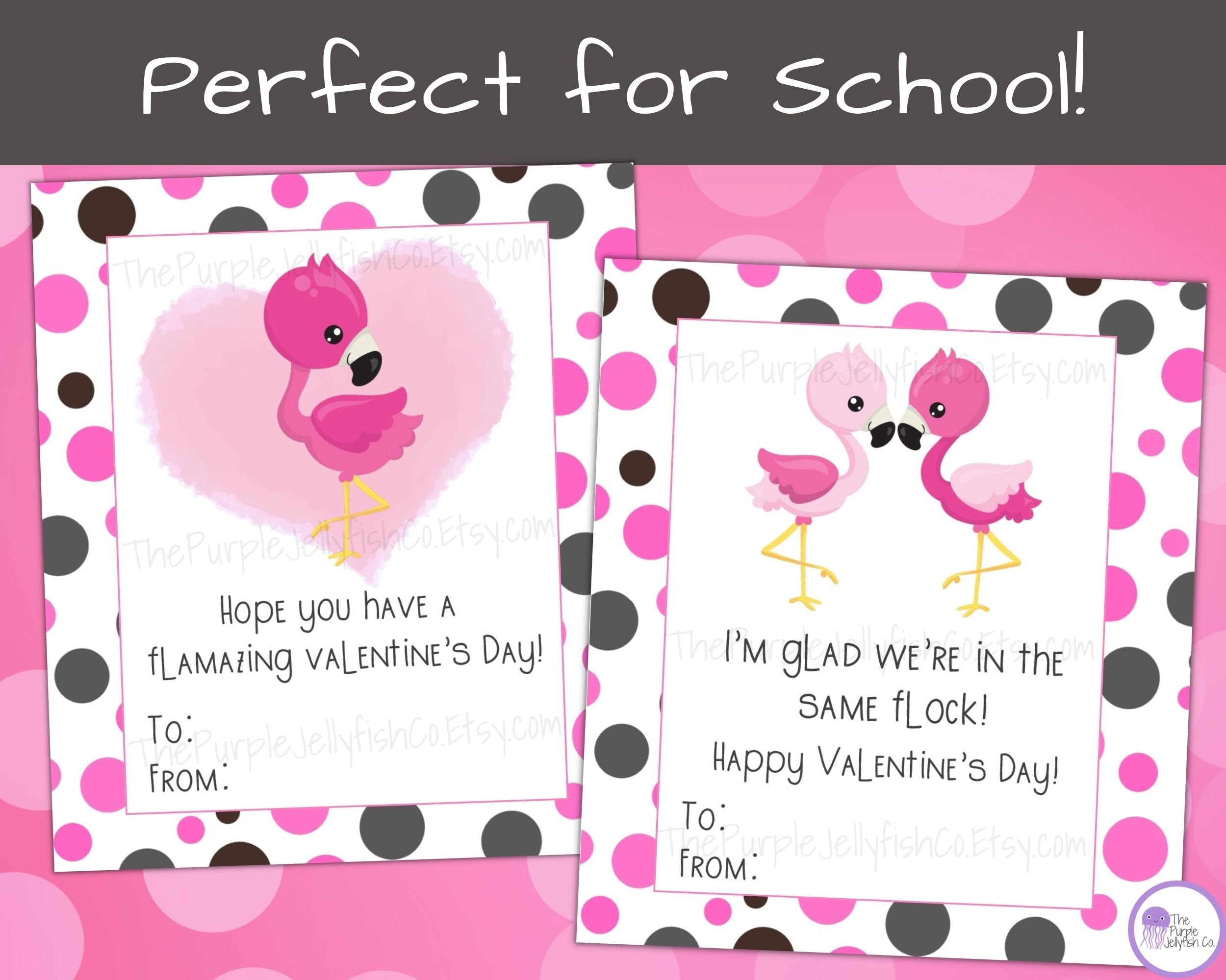 Flamingo Valentines Day Cards for Kids Printable, Cute Animal ...