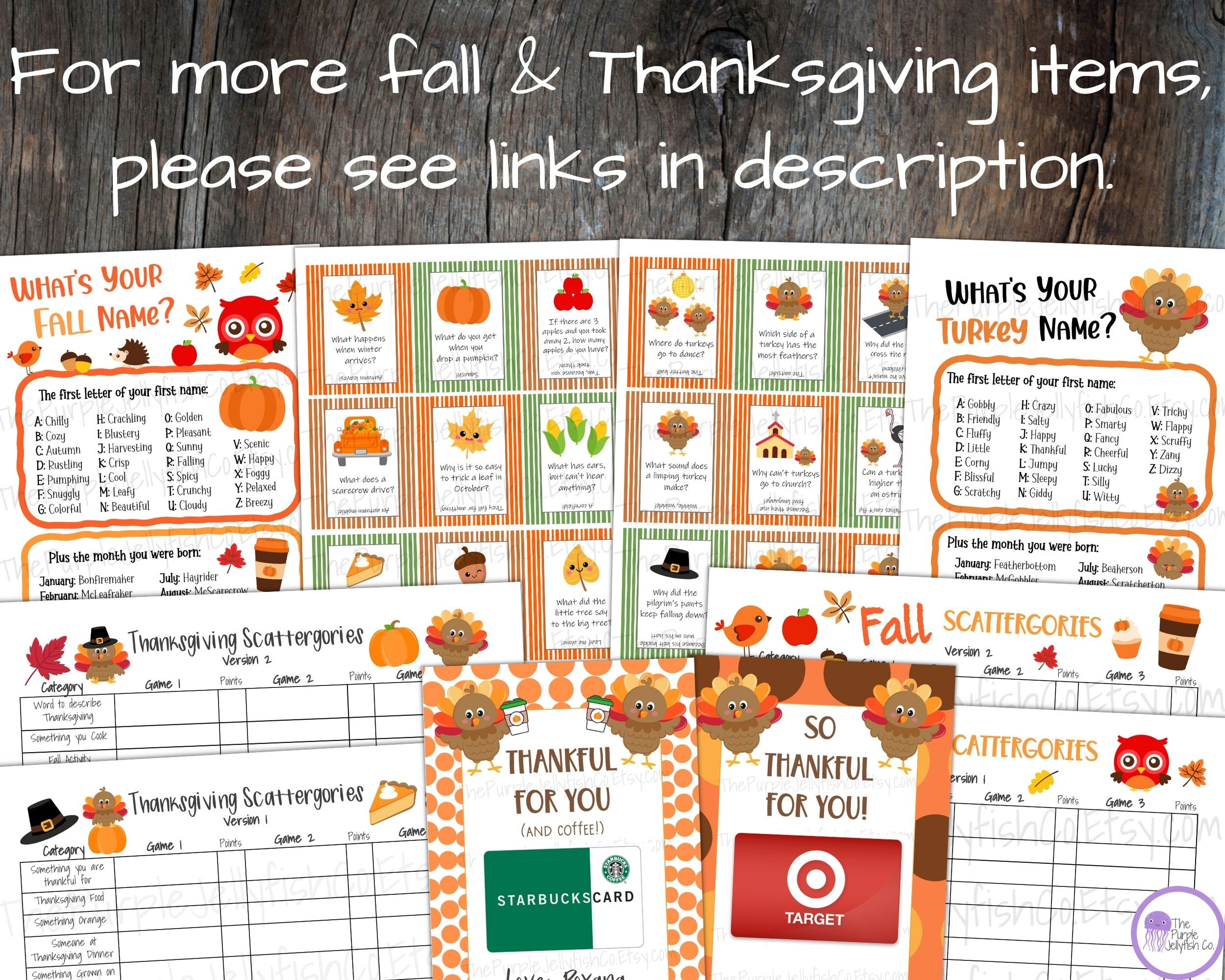 Fall Think Fast Game Printable Fall Activity for Kids & Adults, Autumn ...