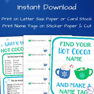 Whats Your Hot Cocoa Name Game Sign & Name Tags, Hot Cocoa Bar ...