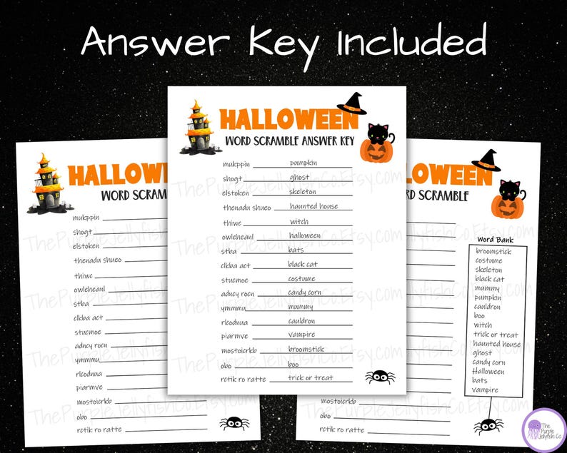 Halloween Word Scramble Game, Printable Halloween Activity, Halloween ...