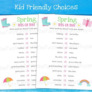 Spring This or That Game, Would You Rather Game, Spring Activity for ...
