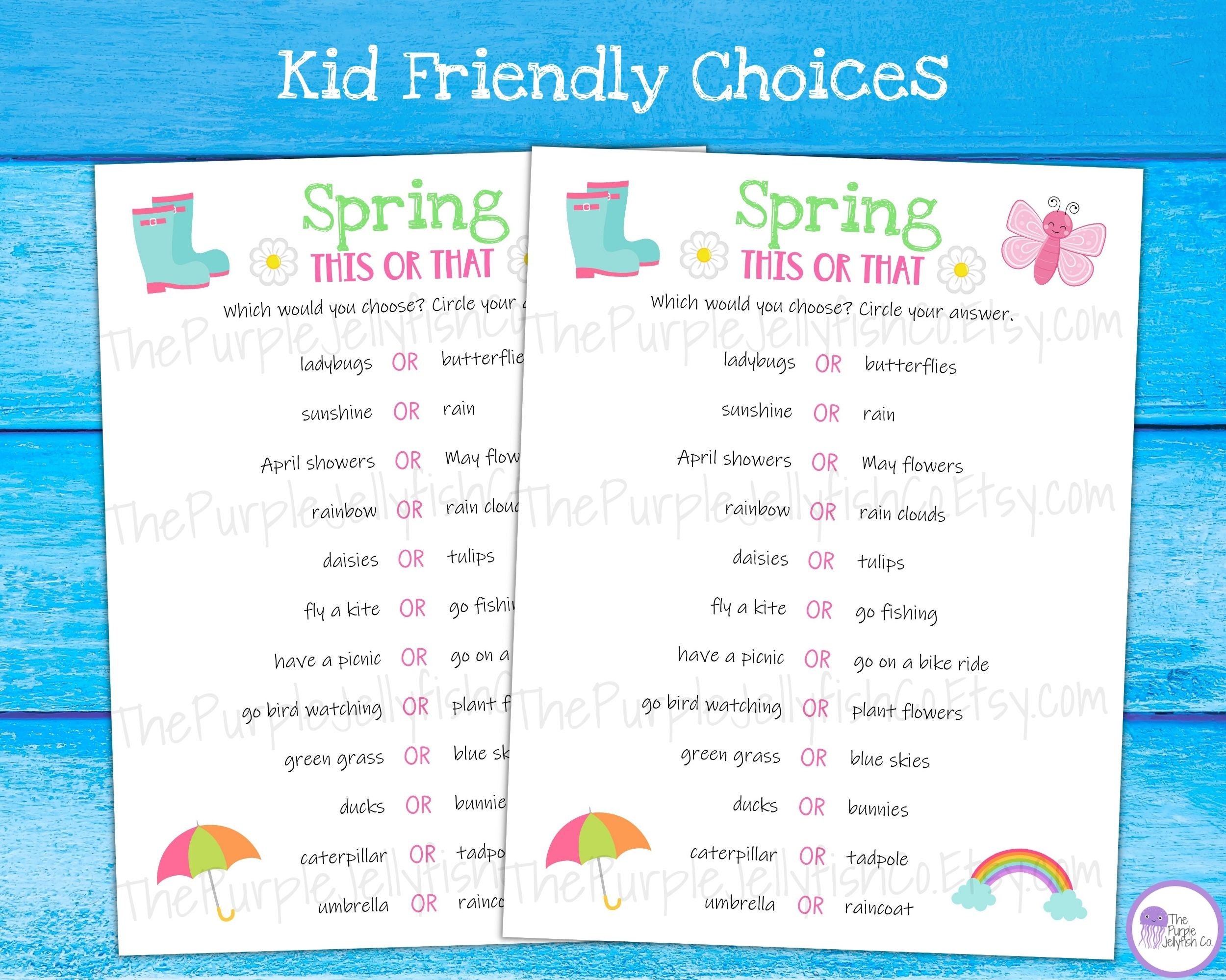 Spring This or That Game, Would You Rather Game, Spring Activity for ...