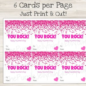 You Rock Valentine Tag, Classroom Valentines Cards for Kids Printable ...