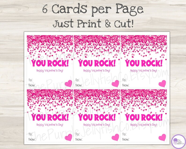 You Rock Valentine Tag, Classroom Valentines Cards for Kids Printable ...