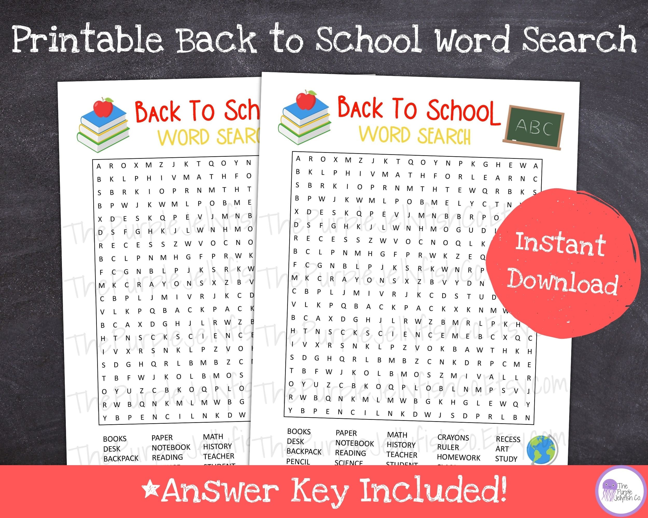 Back to School Word Search, First Day of School Activity, Printable ...