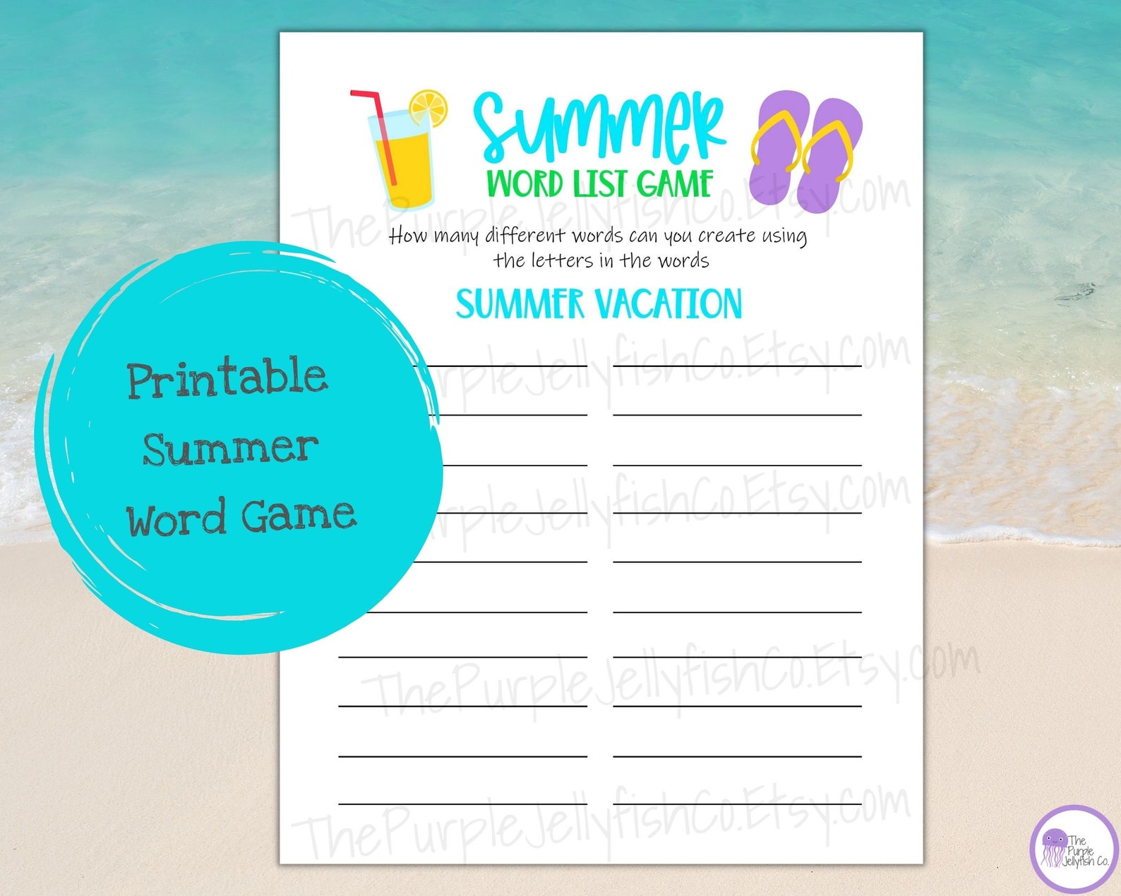Summer Word Game, Summer Activity for Kids Printable, Summer Party Idea ...