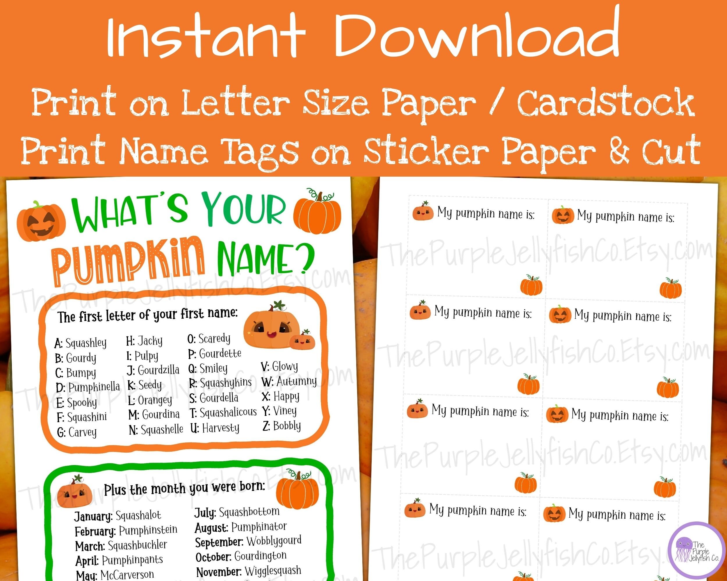 What's Your Pumpkin Name Game Fall Activity Printable - Etsy