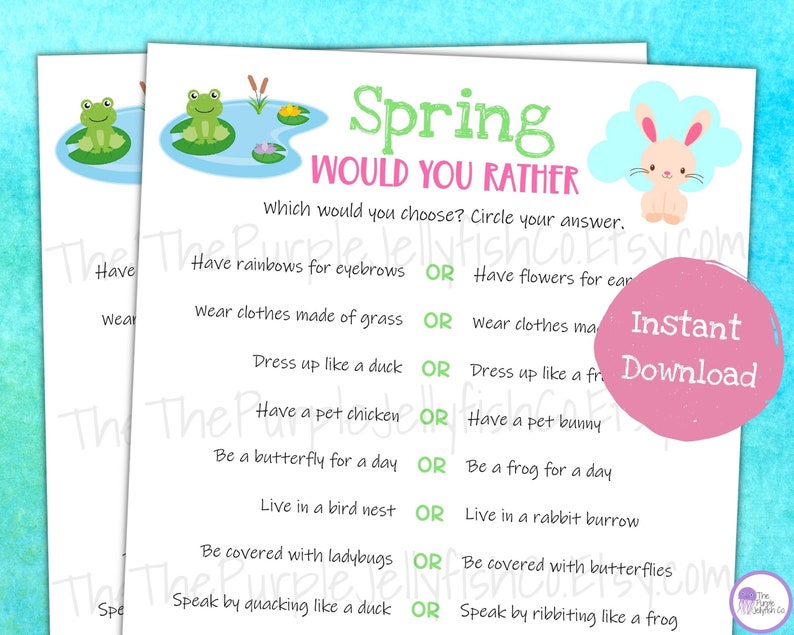 Spring Would You Rather Game, Printable Spring Activity for Kids ...