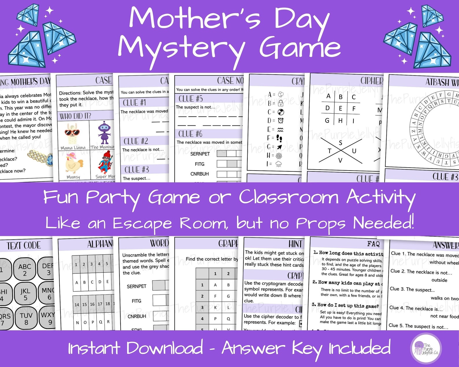Mother's Day Mystery Game Printable for Kids, Escape Room Game for ...
