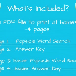 Popsicle Word Search Puzzle, Fun Summer Activity for Kids Teens ...